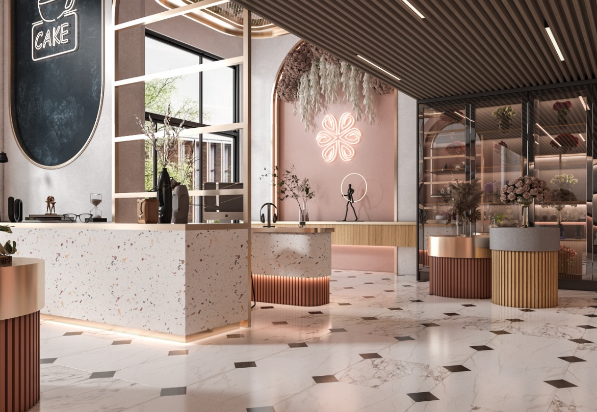 تصميم ديكور محل حلويات و كيك | Zworks Decor