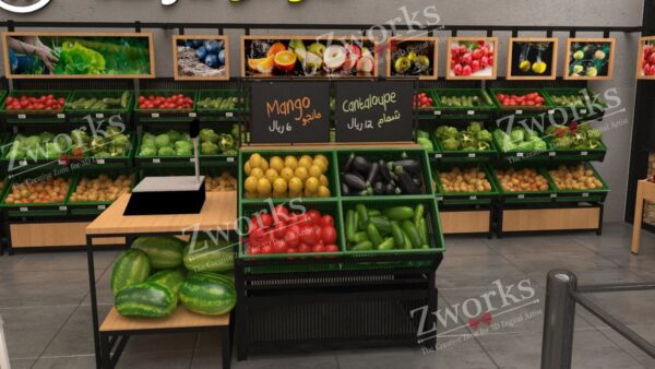Supermarket Grocery 3D Model | Zworks 3D Models