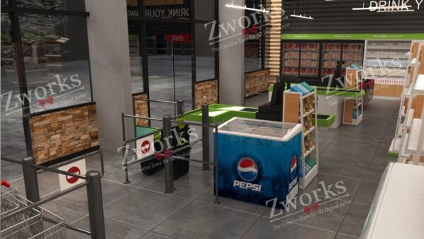 Supermarket Grocery 3D Model | Zworks 3D Models