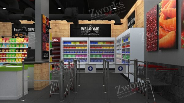 Supermarket Interior Design | Zworks 3D Models