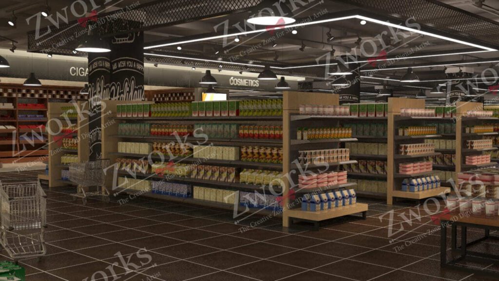 Grocery Supermarket 3D Model | Zworks 3D Models
