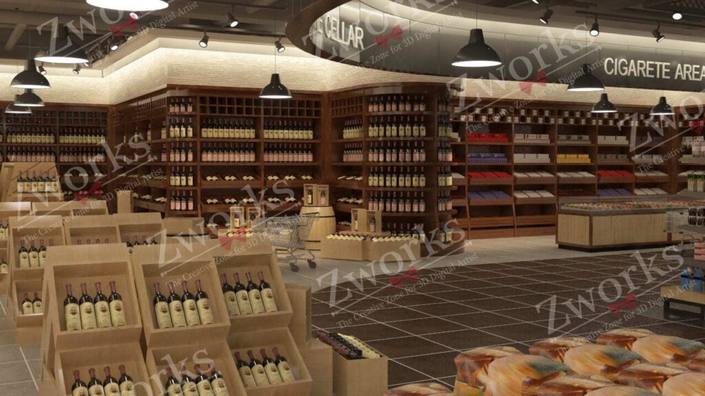 Grocery Supermarket 3D Model | Zworks 3D Models