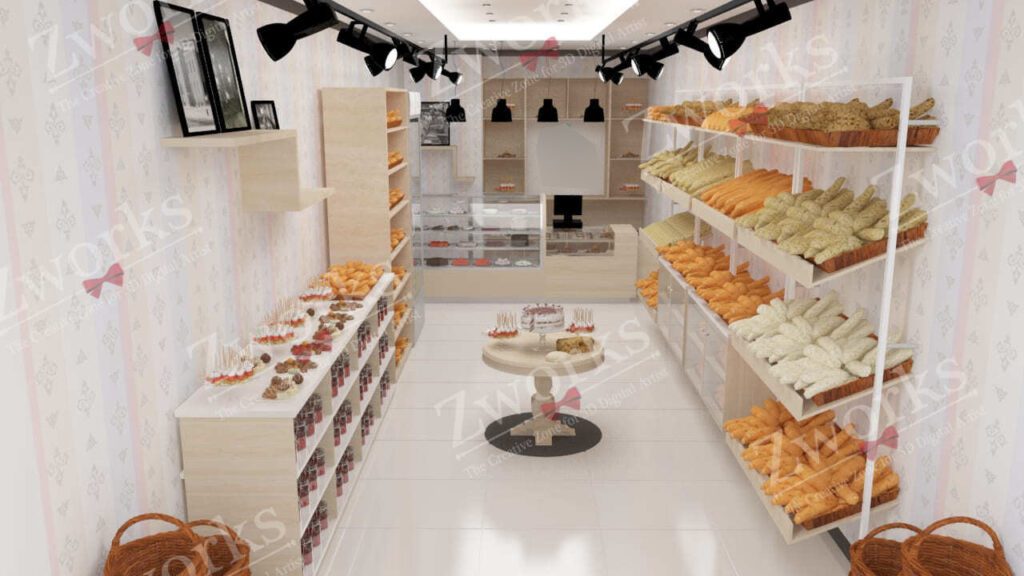 Cake Bakery Store Interior Design 3D Model | Zworks 3D Models