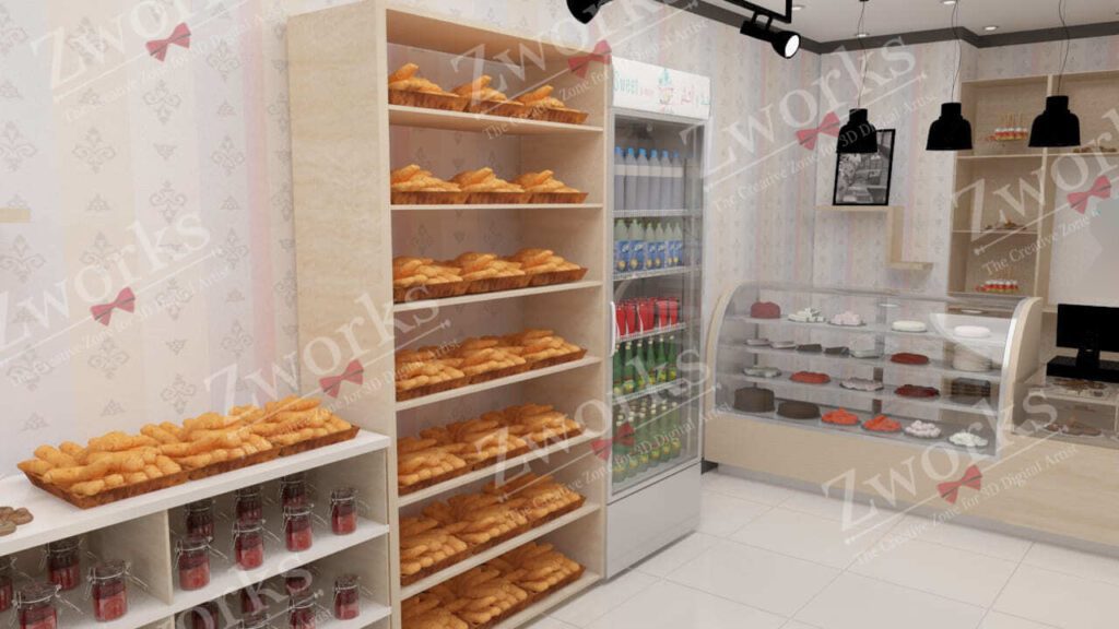 Cake Bakery Store Interior Design 3D Model | Zworks 3D Models