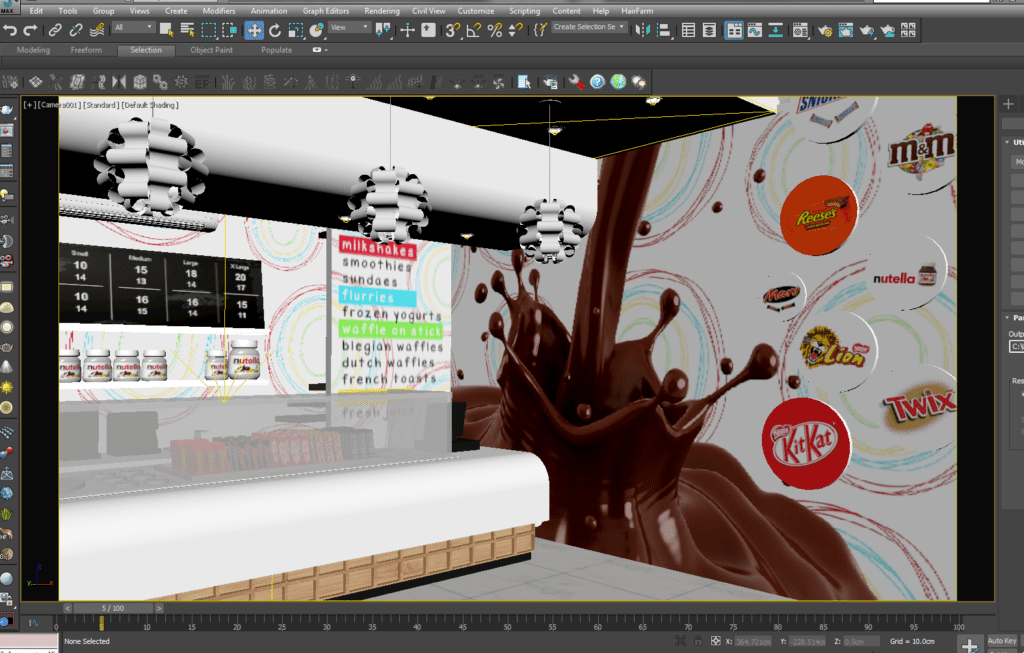 Waffle Store Interior Design 3D Model | Zworks 3D Models