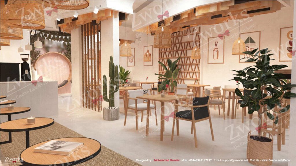 Boho Coffee Interior Design 3D Model | Zworks 3D Models