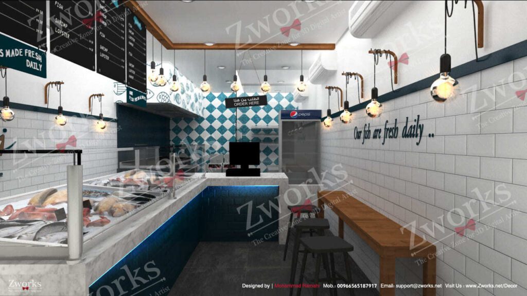 Fish Shop Restaurant Interior Design | Zworks 3D Models