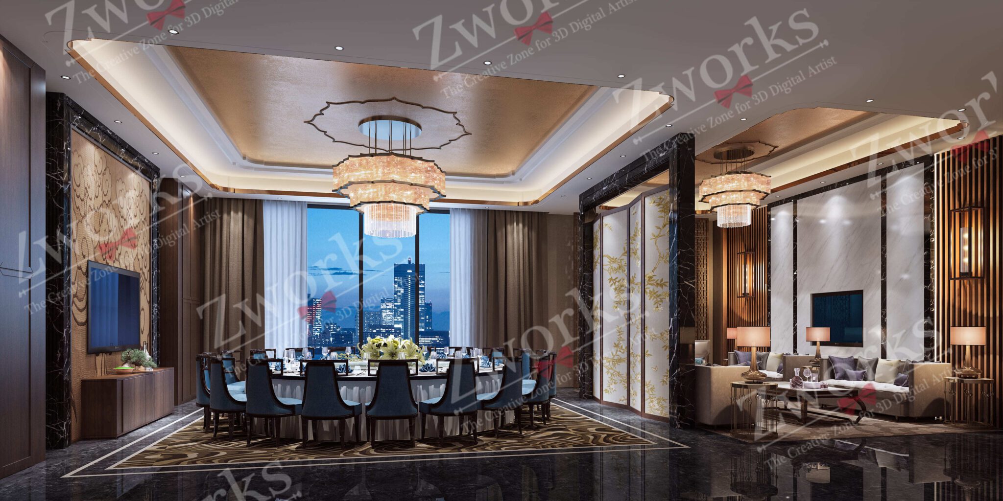 Dining Room Scene 3D Model Collection | Zworks 3D Models