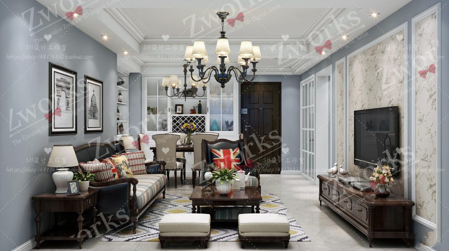 Download free Living Room Scene 3D Max | Zworks 3D Models