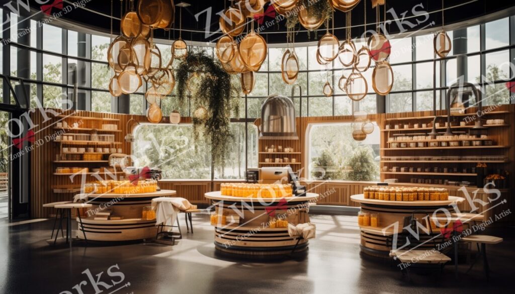 Honey shop interior design 3D model