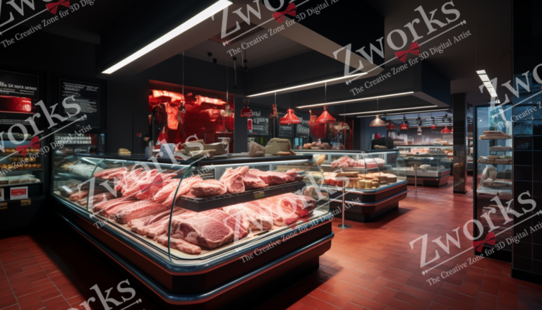 Meat shop interior design 3D model