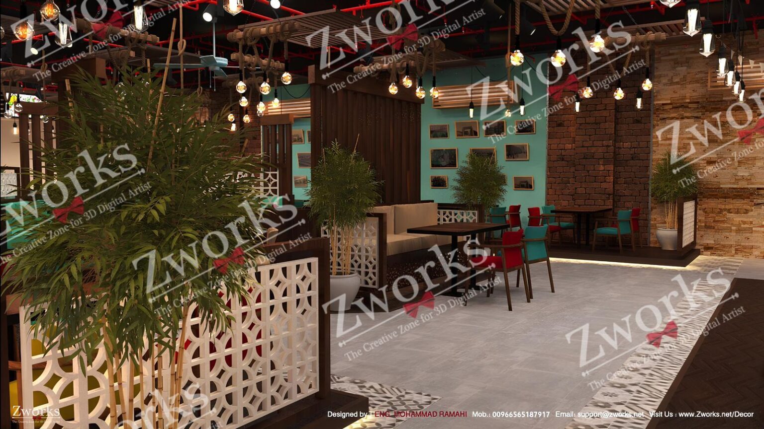 Modern Restaurant Interior Design 3D Model | Zworks 3D Models