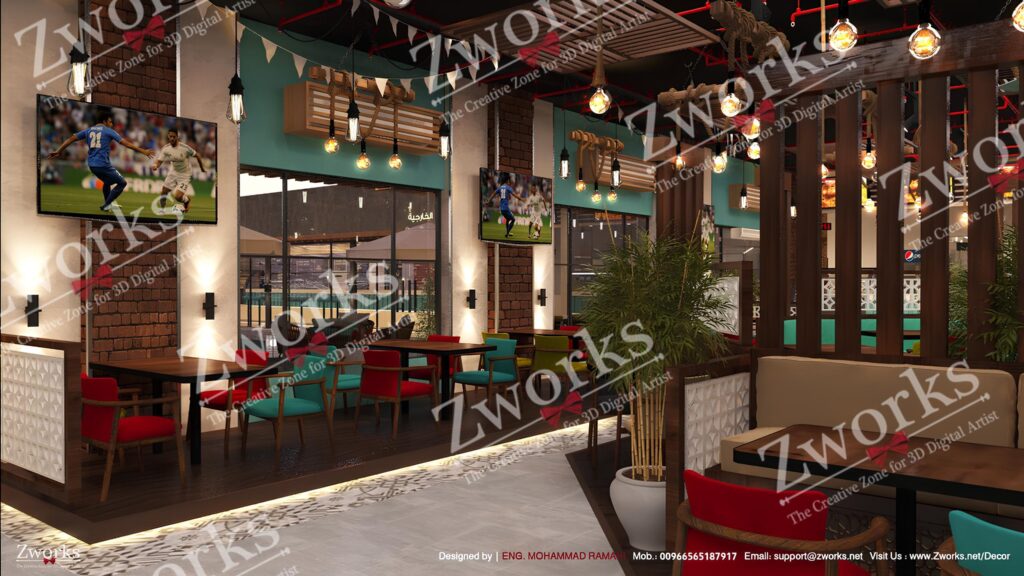 Modern Restaurant Interior Design 3D Model | Zworks 3D Models