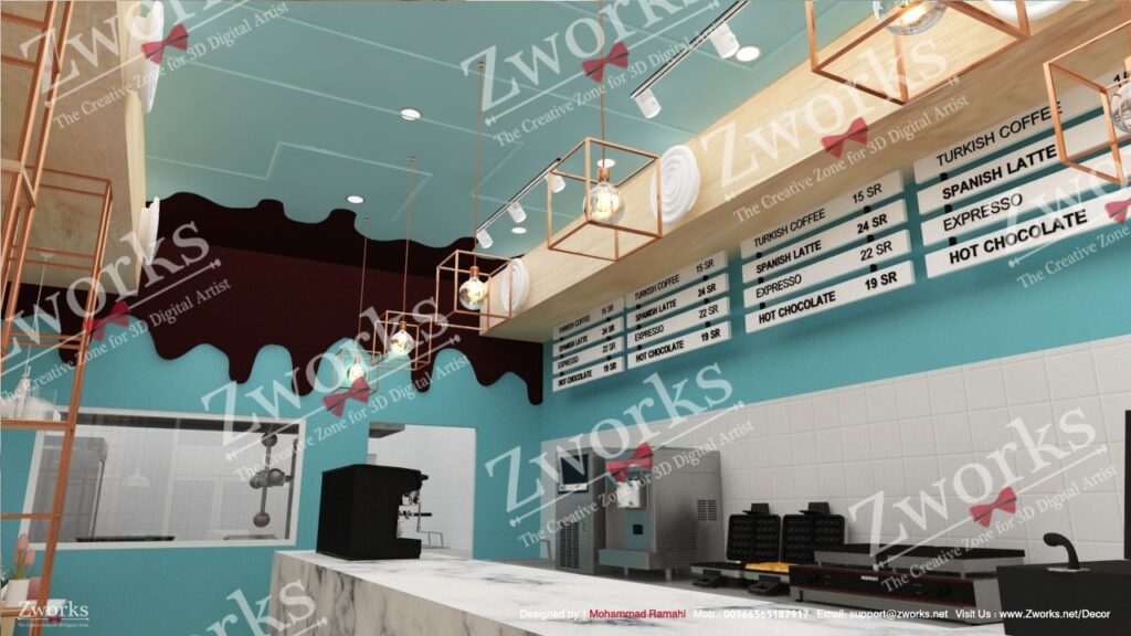 Churros Chocolate Store Interior design 3d model | Zworks 3D Models