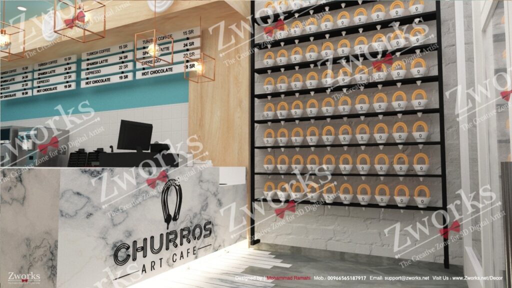 Churros Chocolate Store Interior design 3d model | Zworks 3D Models